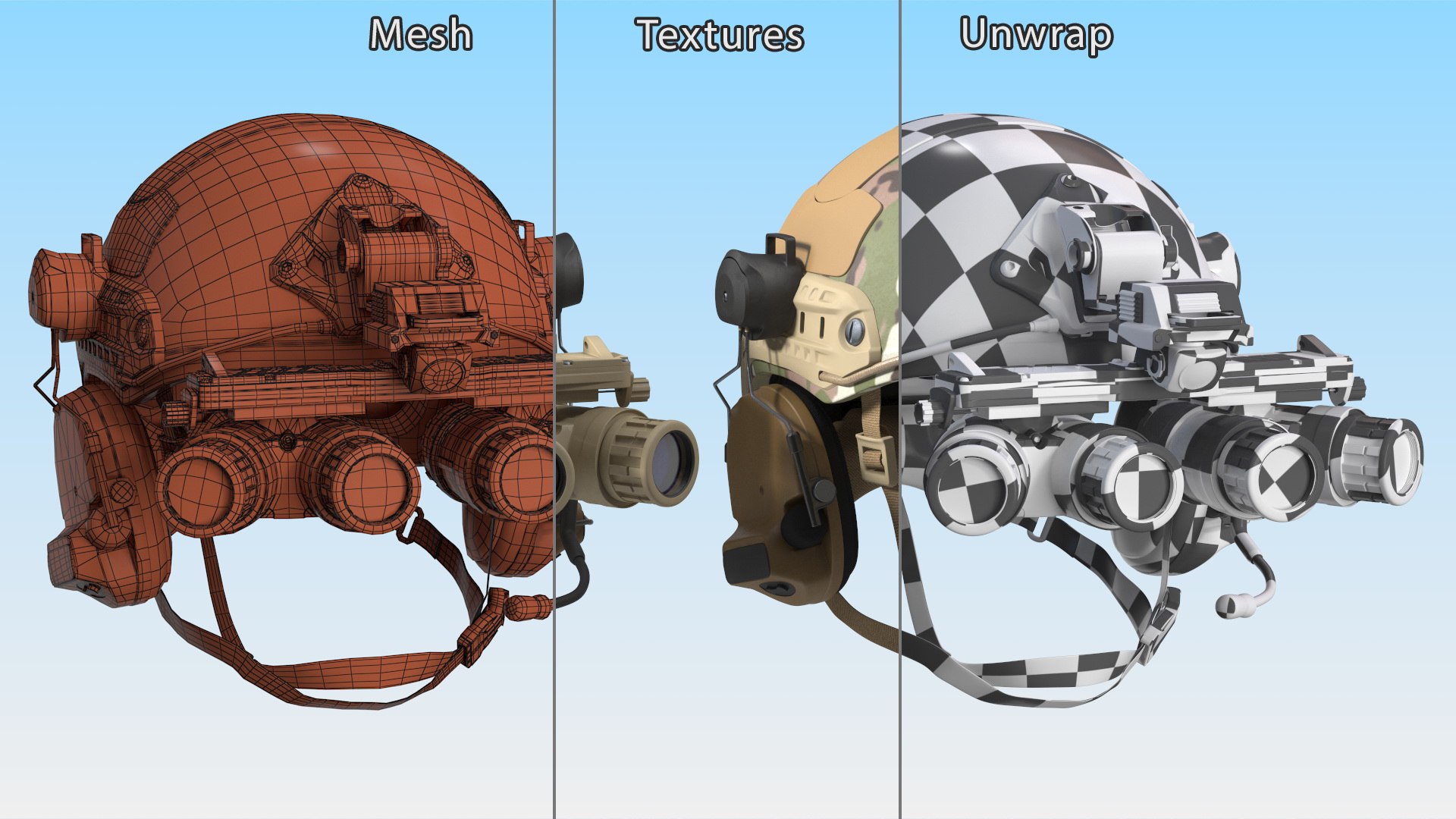 Helmet With Night Vision Goggles Green Camo Fur For Cinema 4D 3D Model ...