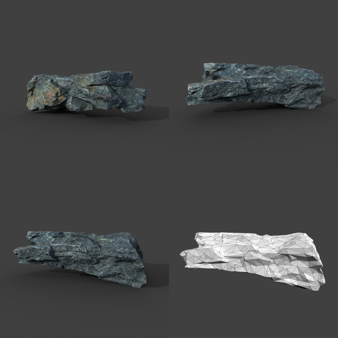 3D 9 Low Poly PBR Sharp Rock - TurboSquid 2163653