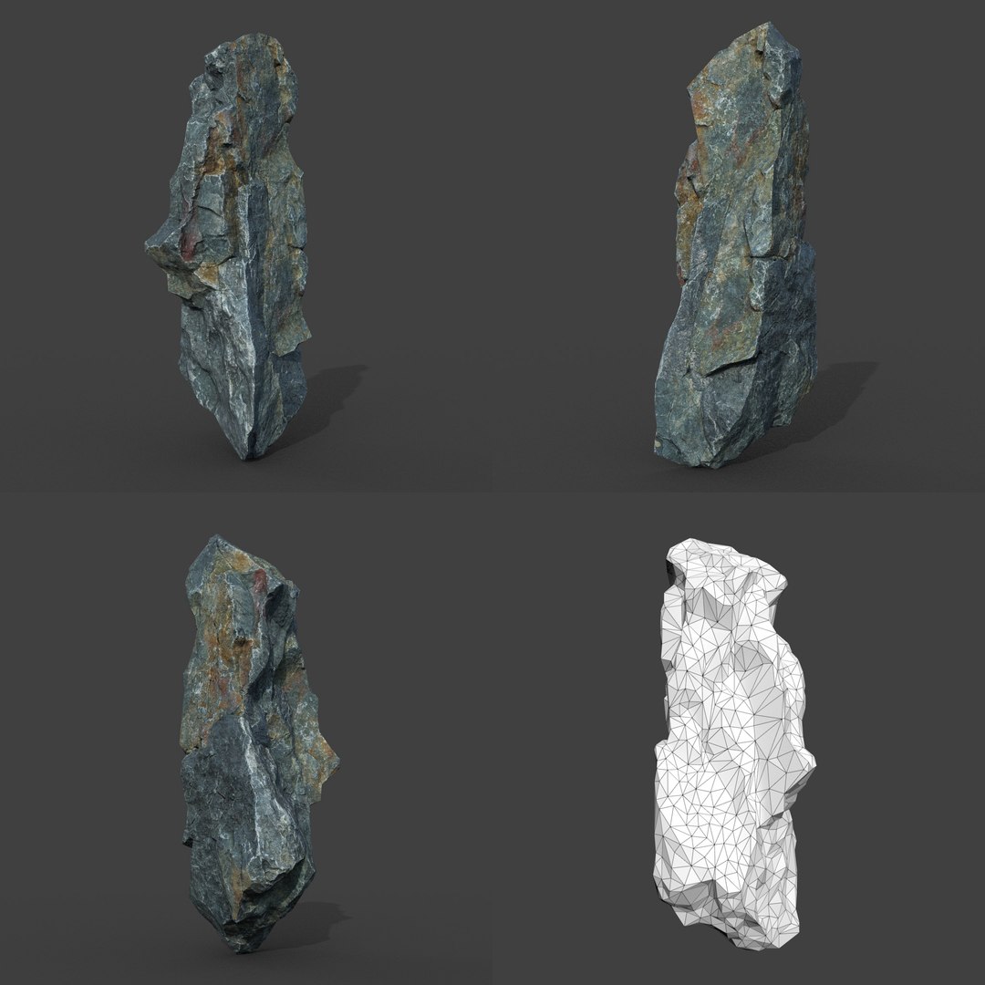 3D 9 Low Poly PBR Sharp Rock - TurboSquid 2163653