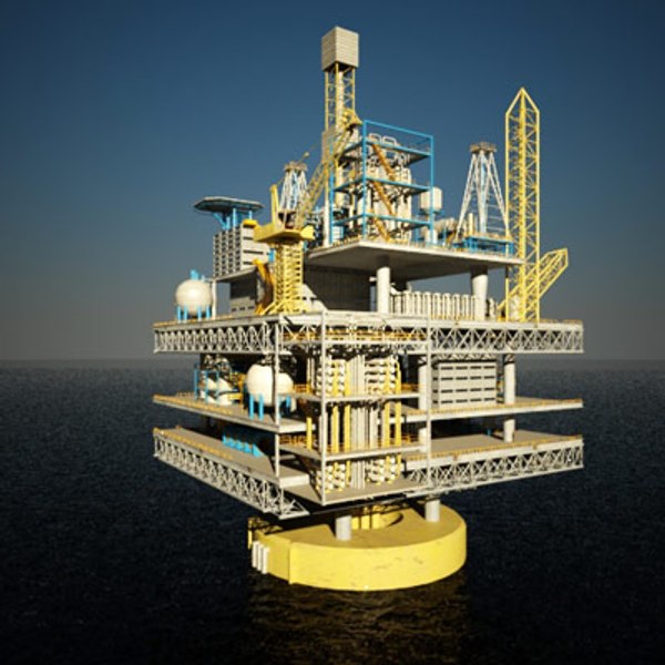 spar oil platform 3d model
