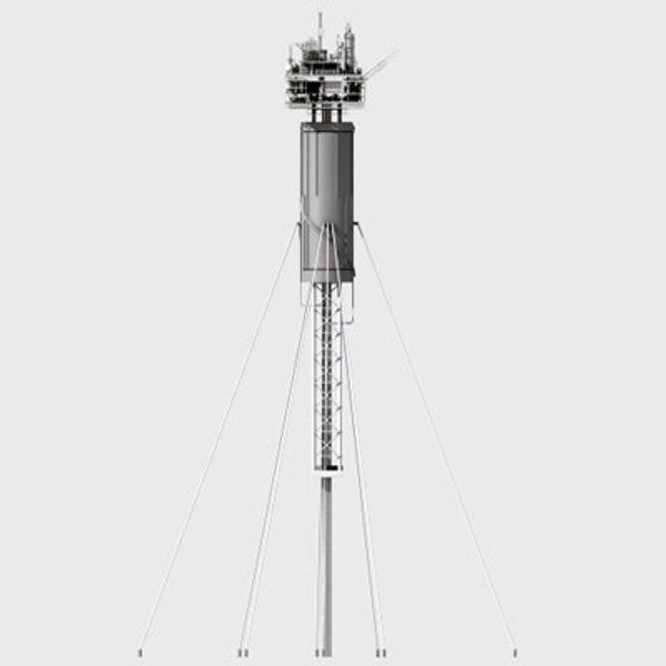 spar oil platform 3d model