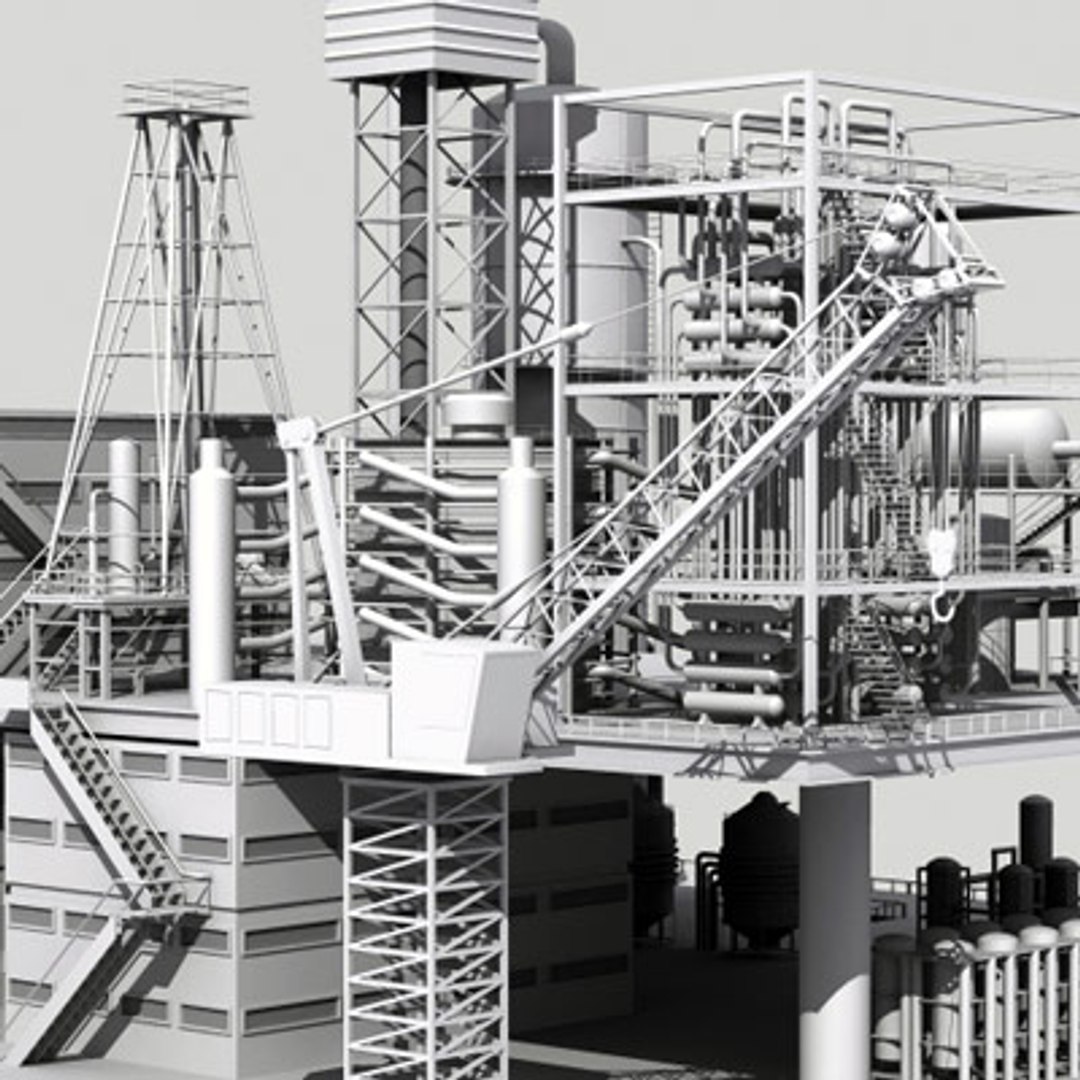 Spar Oil Platform 3d Model