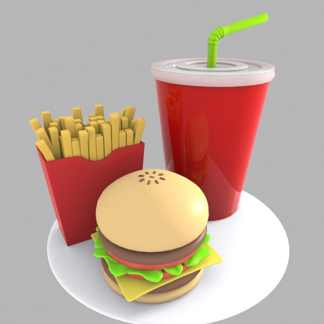 Cartoon Hamburger Burger 3d Model