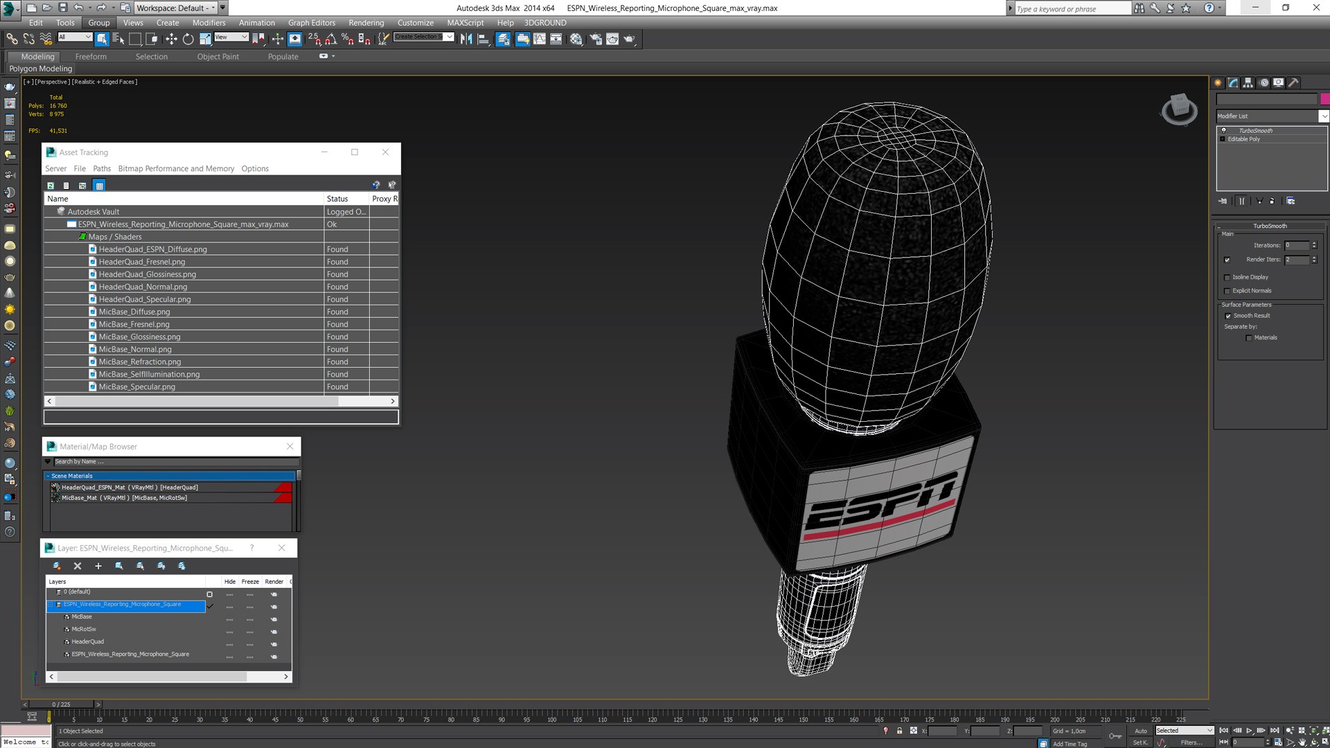 3D ESPN Wireless Reporting Microphone Square model - TurboSquid 2165577