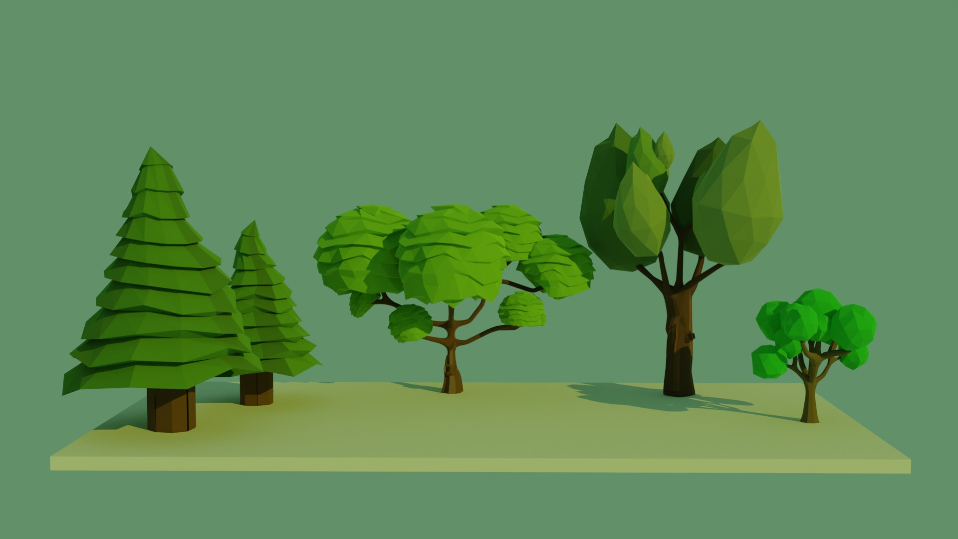 Pack X5 LowPoly Forest Tree Model - TurboSquid 2101761