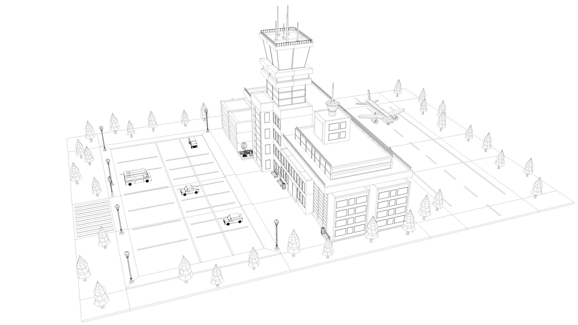 Low Poly Cartoon Style Airport 3D Model 3D Model - TurboSquid 2280404