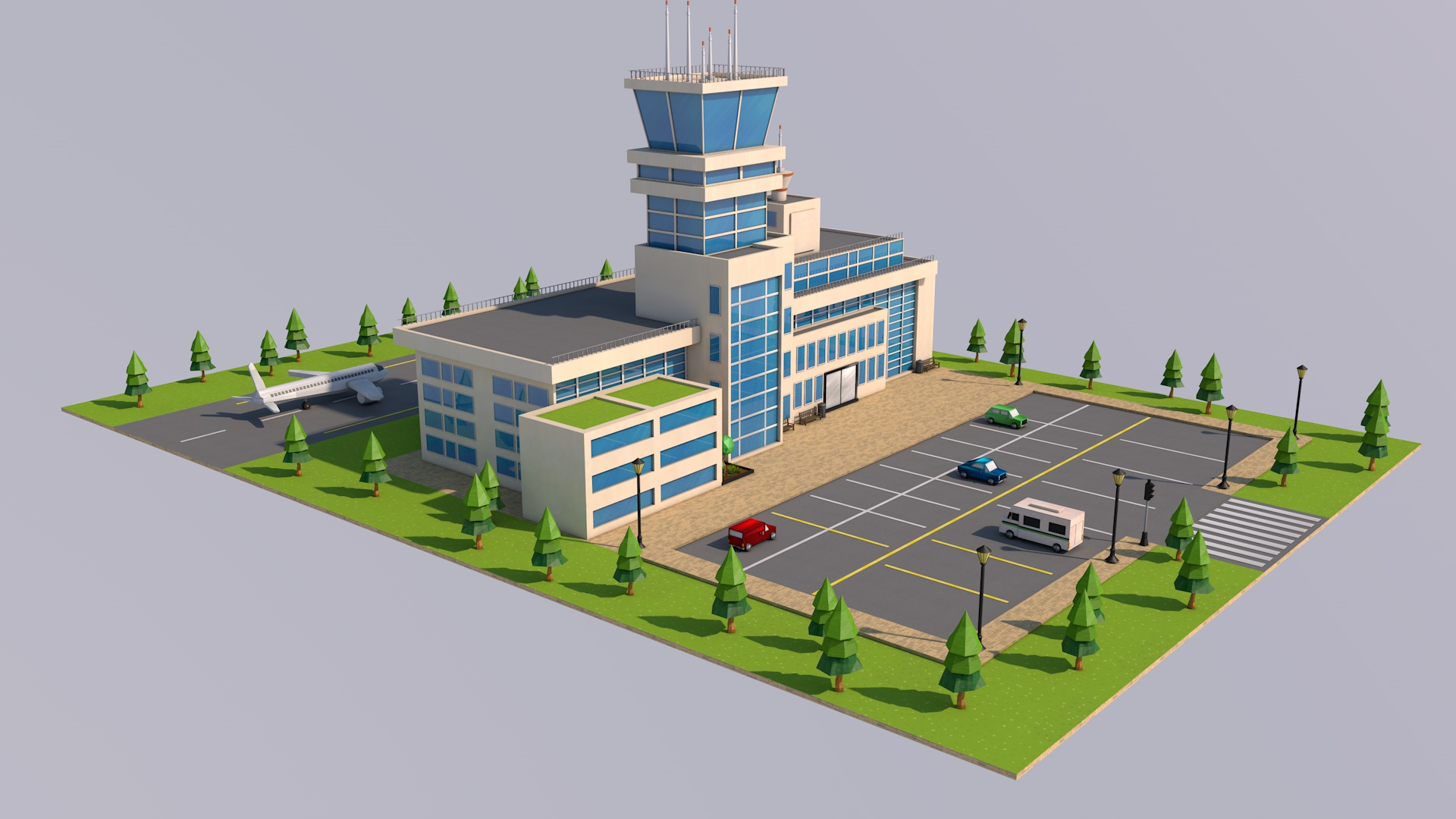 Low Poly Cartoon Style Airport 3D Model 3D Model - TurboSquid 2280404