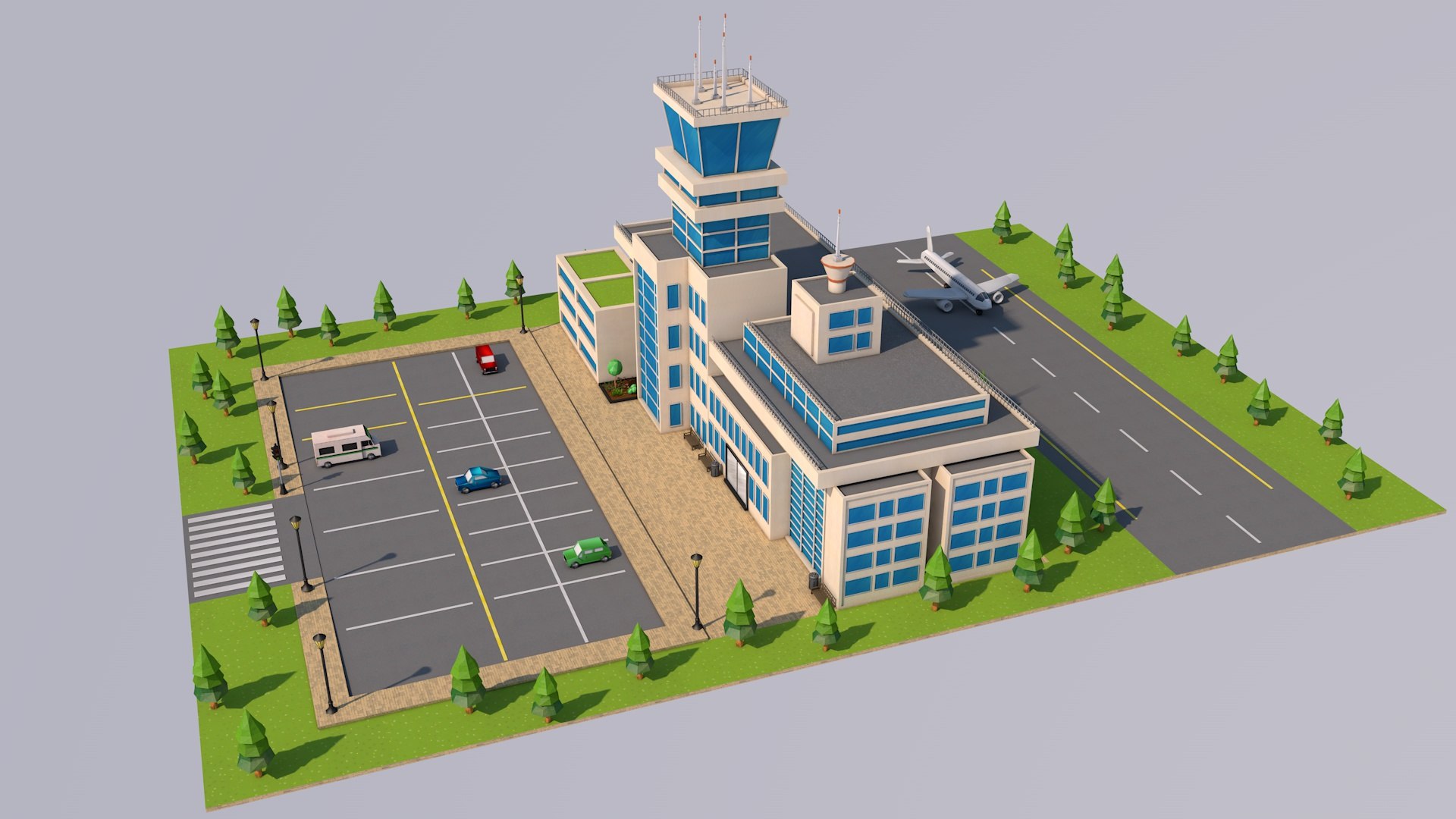 Low Poly Cartoon Style Airport 3D Model 3D Model - TurboSquid 2280404