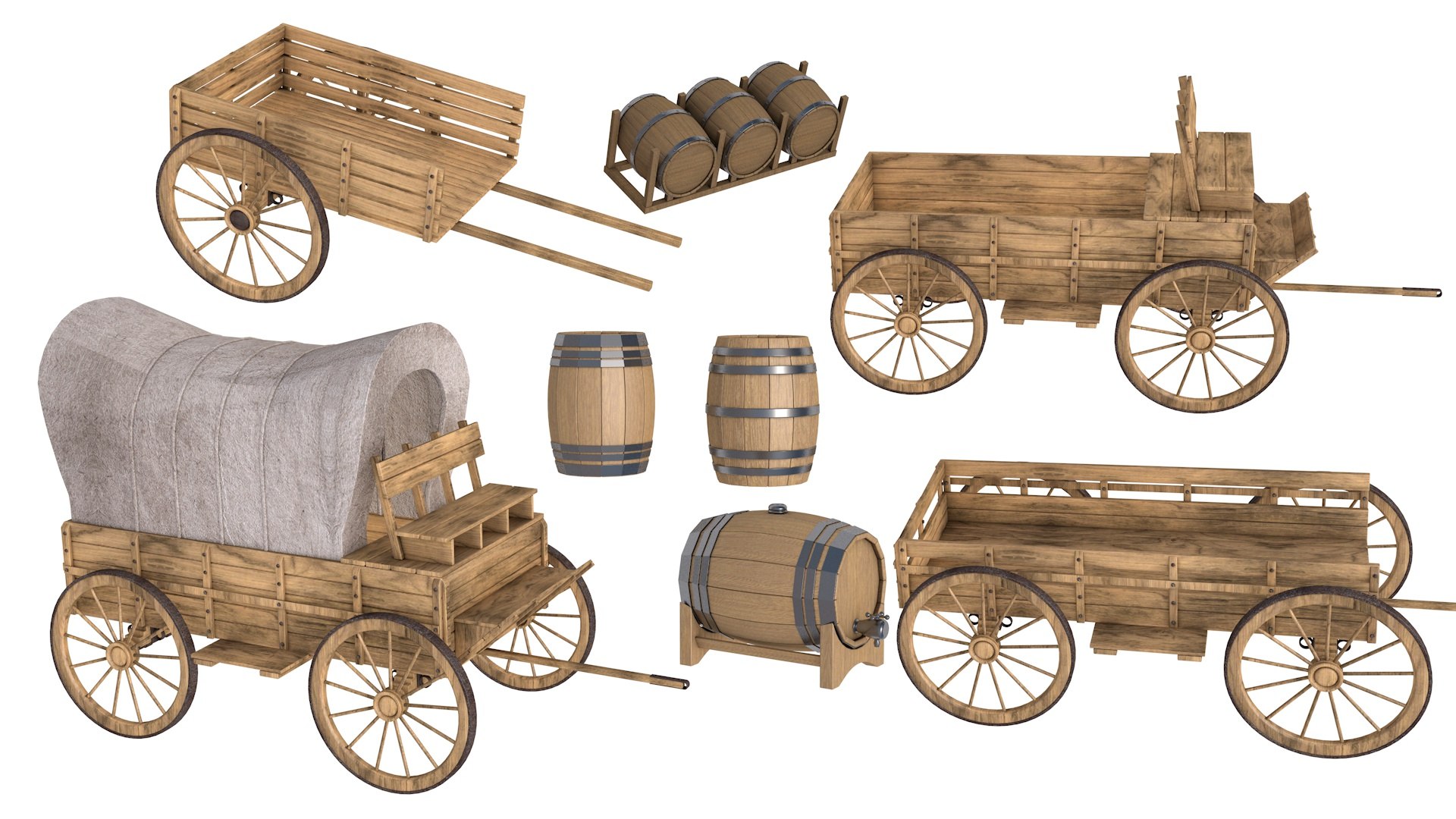 Wooden wagon collection model - TurboSquid 1908178