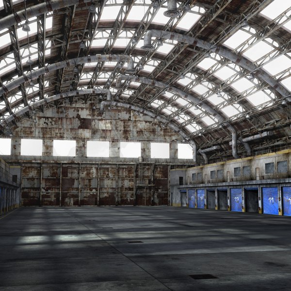 military vehicle hangar obj