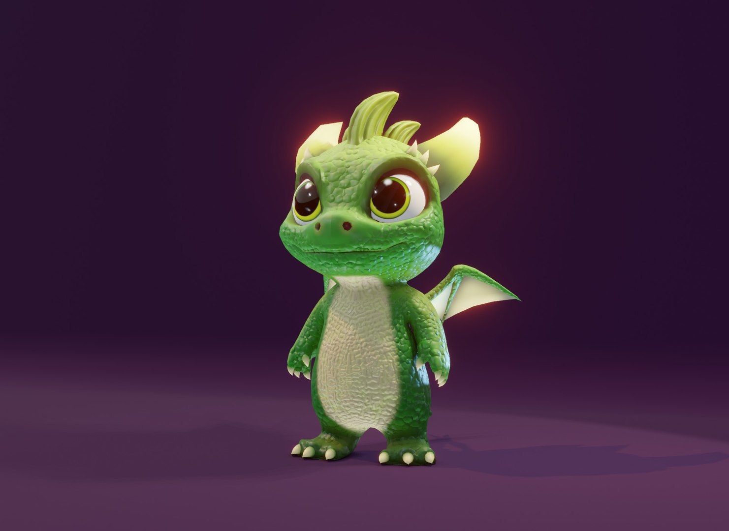Animated Cartoon Baby Dragon 3d Model Green Model - TurboSquid 2306266