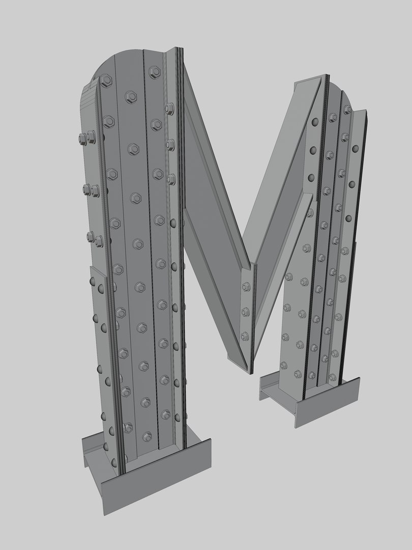 Steel Construction Font - Letter M 3D - TurboSquid 1894717