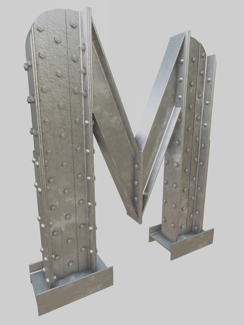 Steel Construction Font - Letter M 3D - TurboSquid 1894717