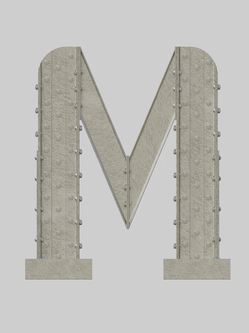 Steel Construction Font - Letter M 3D - TurboSquid 1894717