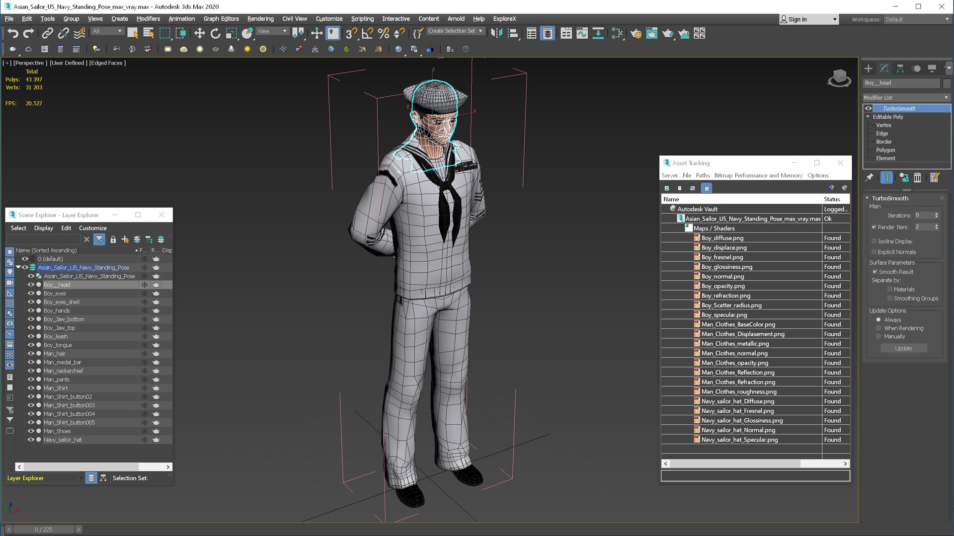 3D Asian Sailor US Navy Standing Pose Model - TurboSquid 2391905