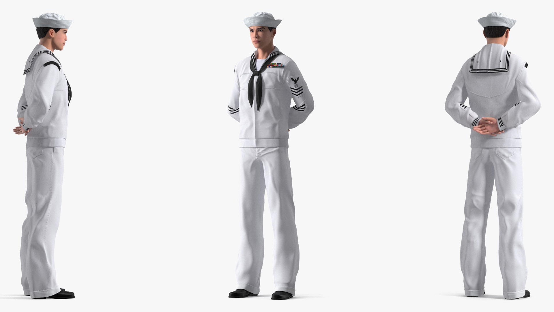 3D Asian Sailor US Navy Standing Pose Model - TurboSquid 2391905