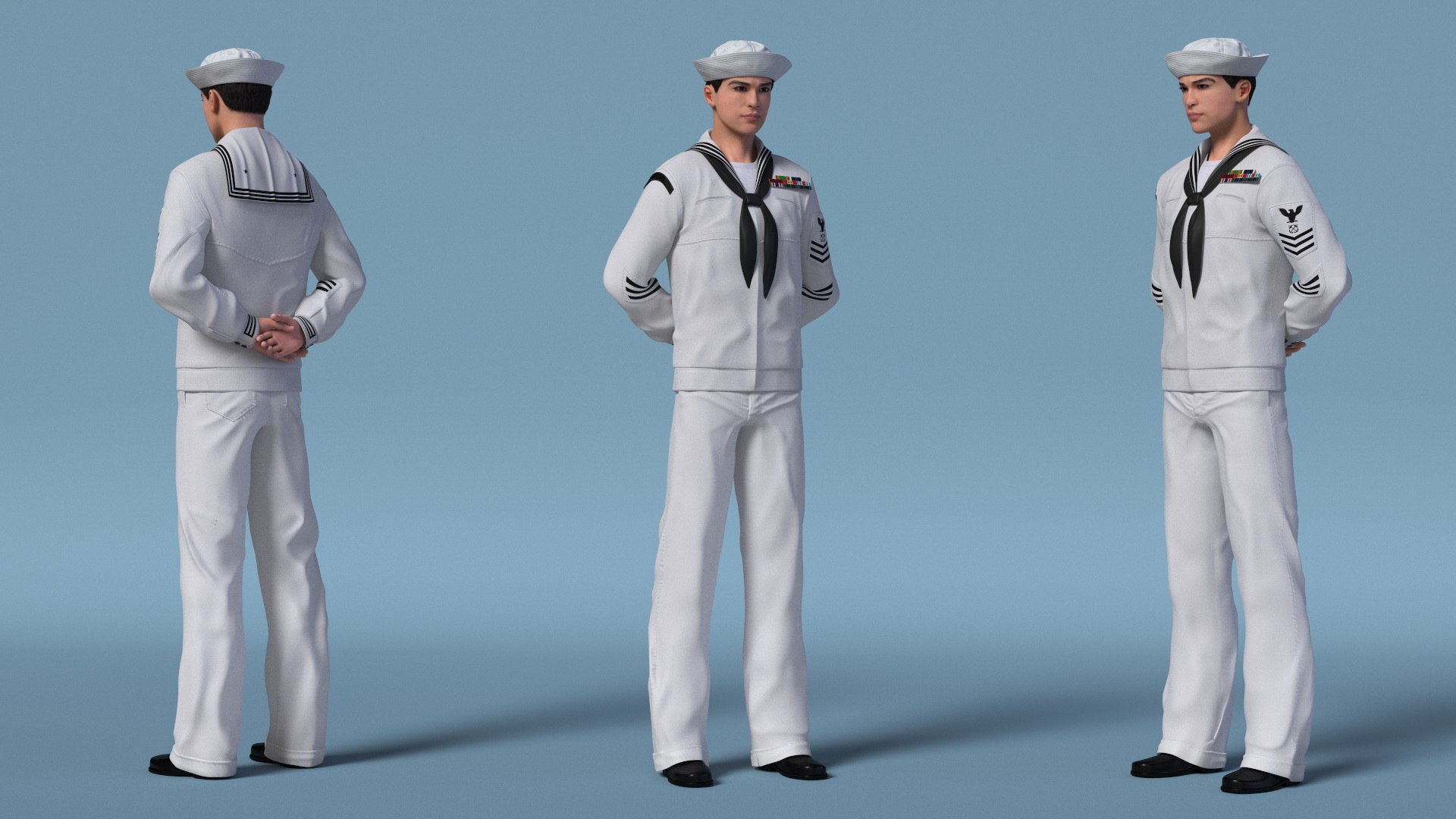 3D Asian Sailor US Navy Standing Pose Model - TurboSquid 2391905