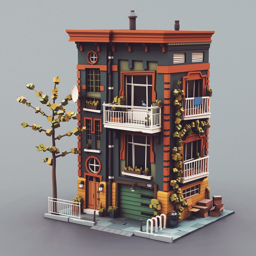 Low Poly Townhouse 08 3D Model - TurboSquid 2096844