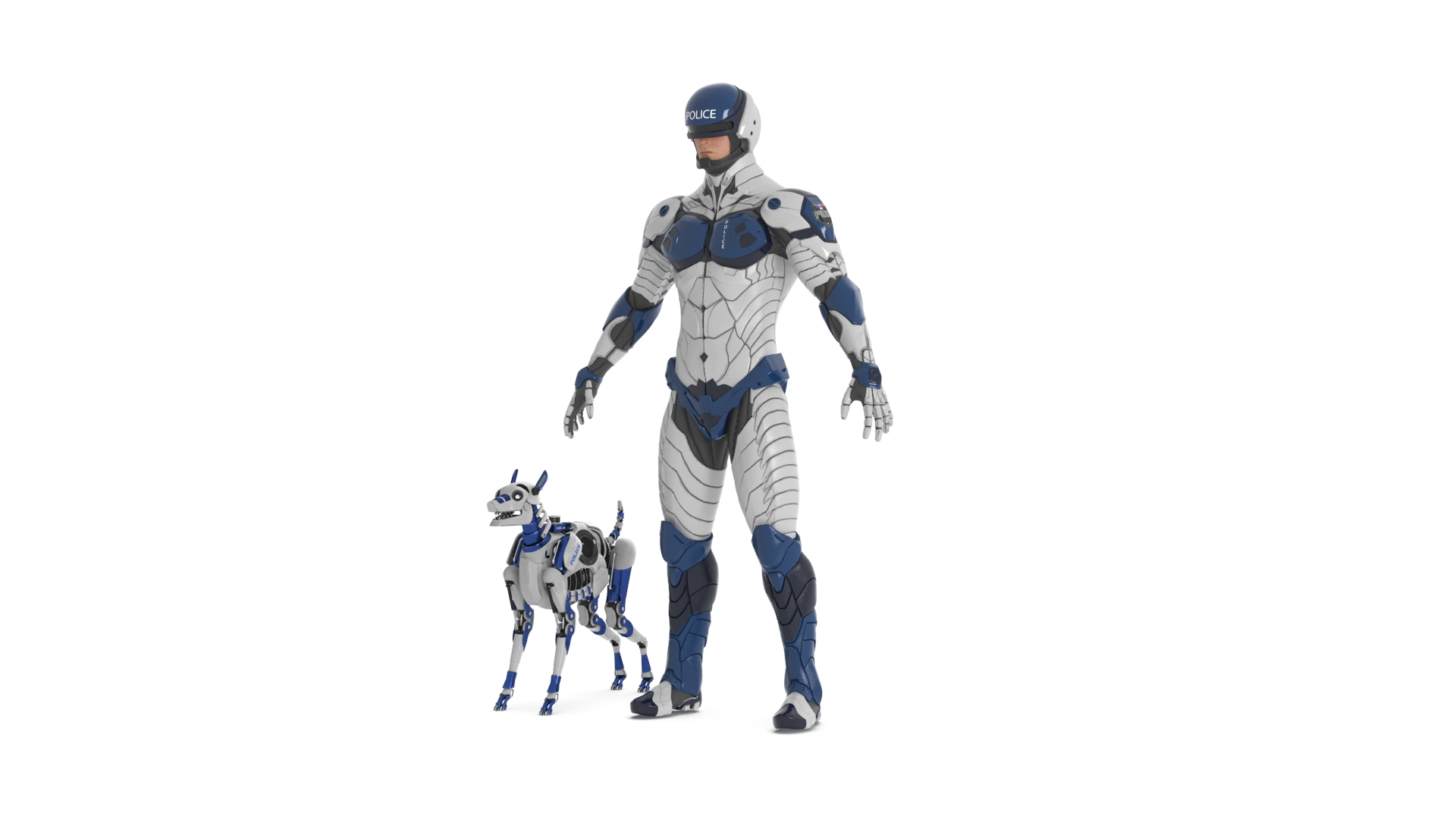 3D Sci Fi Cop With Robotic Dog Rigged - TurboSquid 2270290
