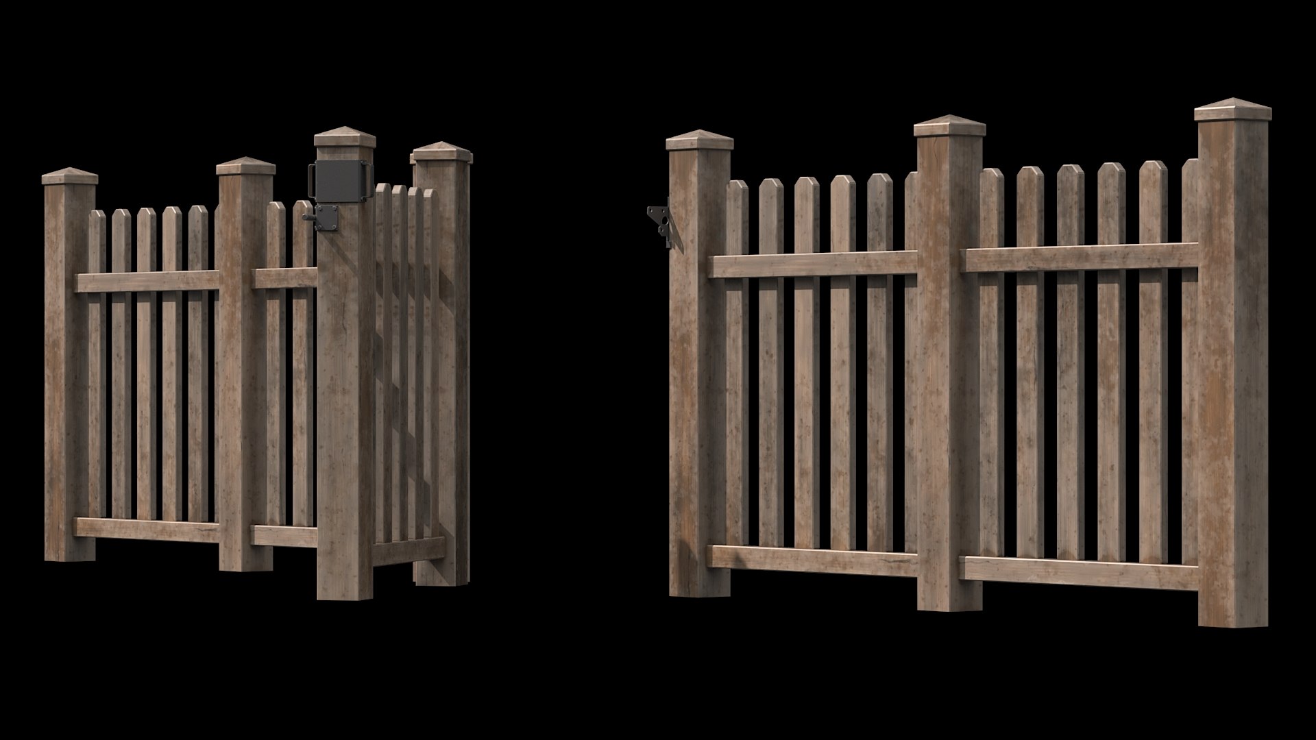 3D Wooden Fence Set PBR 11 Model - TurboSquid 2253344