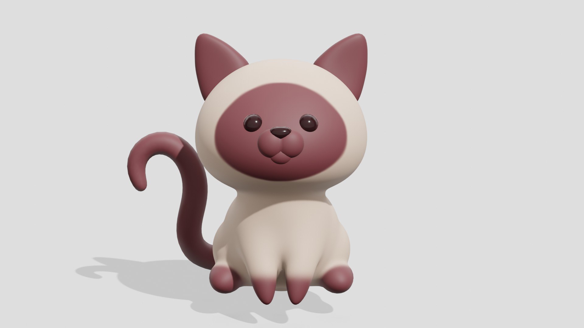 Cute Siamese Cat Sitting 3D - TurboSquid 2102732