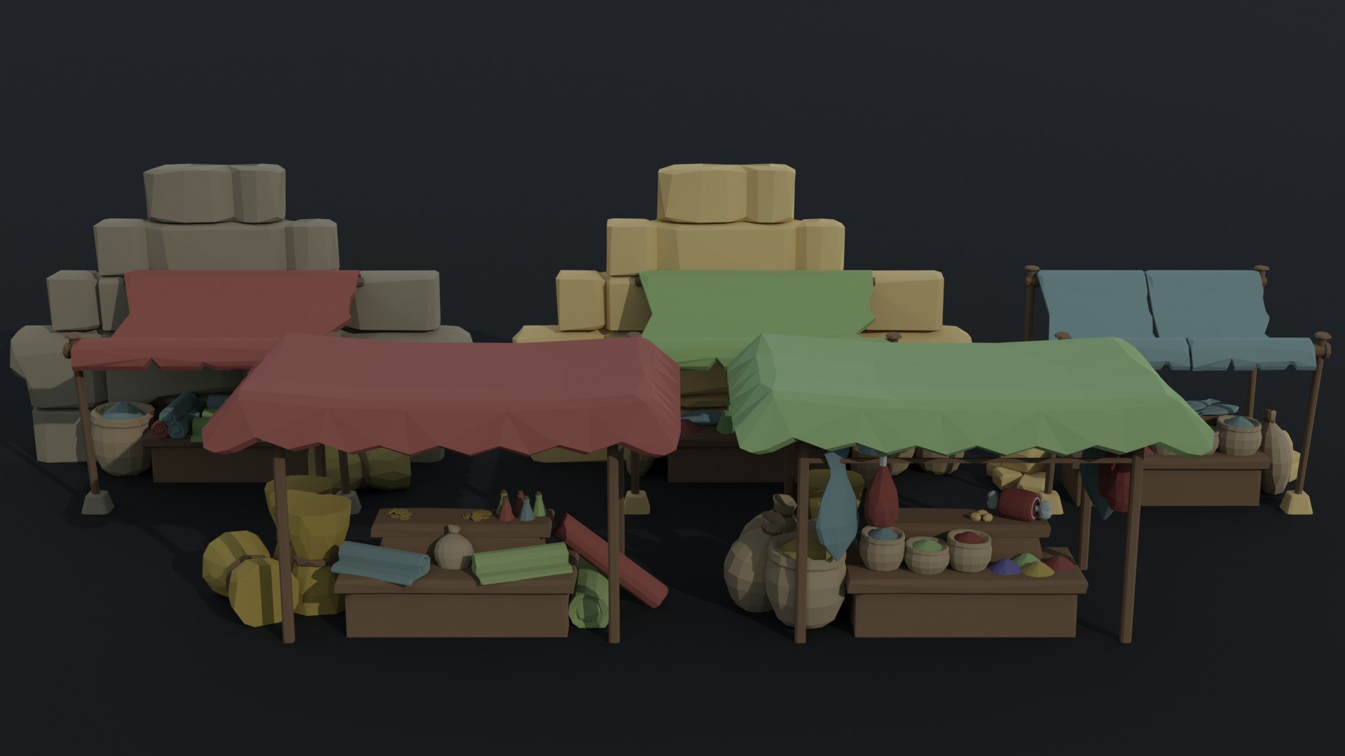 3D Model Low-poly Cartoon Medieval City Markets Polygonal Style - TurboSquid 2205619