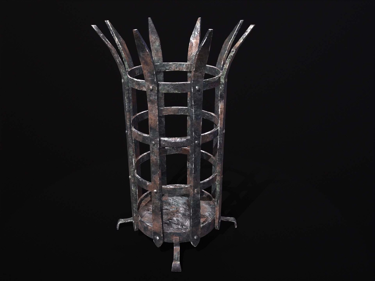 3D Model Old Metal Medieval Spiked Fire Pit - TurboSquid 2118465