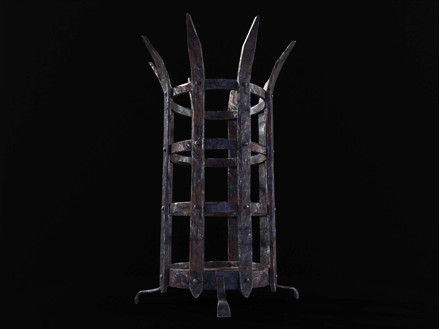 3D Model Old Metal Medieval Spiked Fire Pit - TurboSquid 2118465