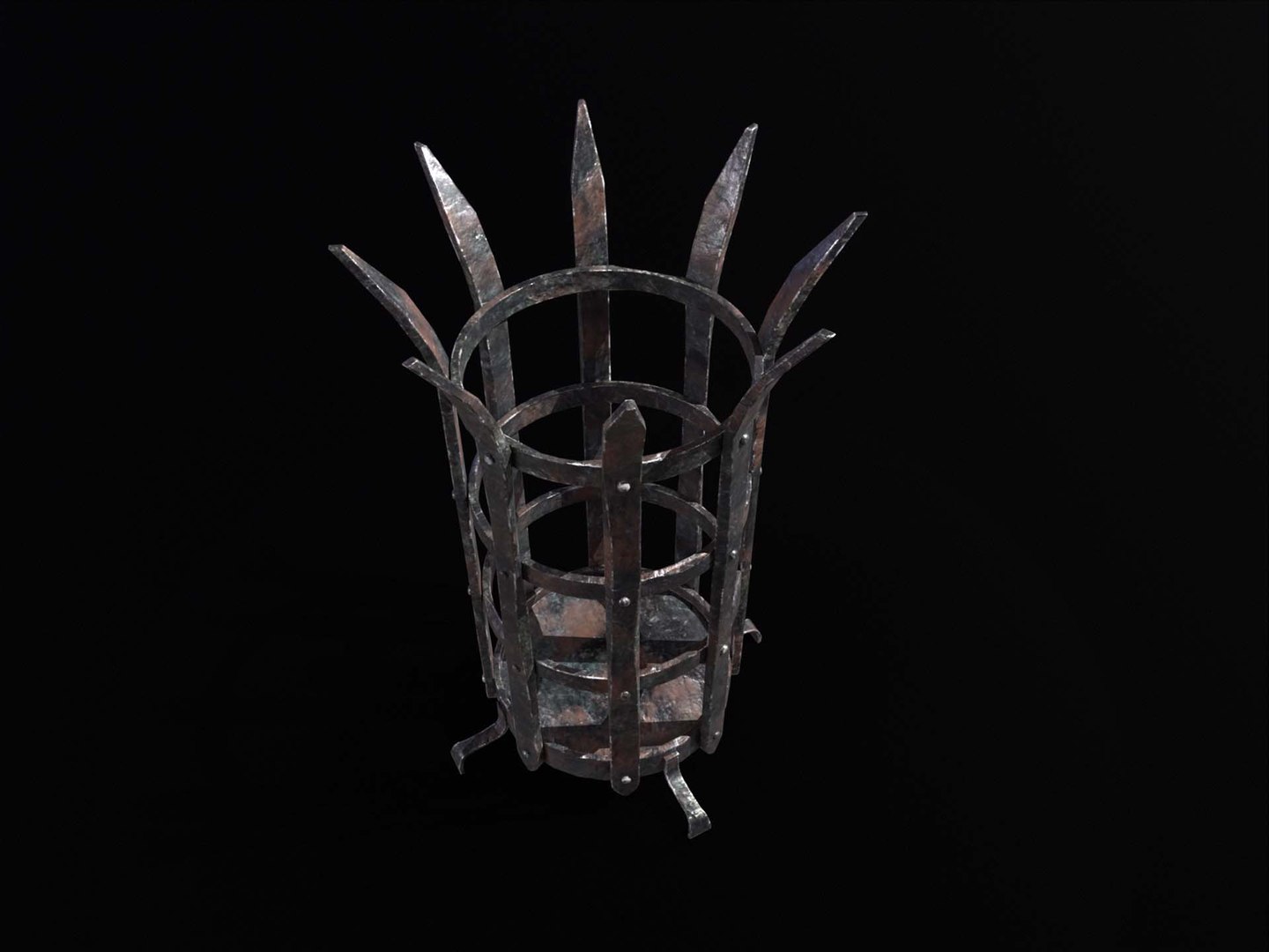 3D Model Old Metal Medieval Spiked Fire Pit - TurboSquid 2118465