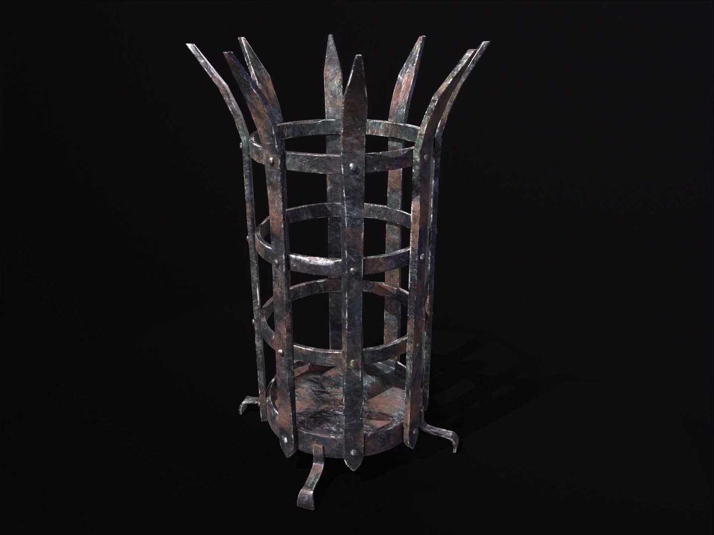 3D Model Old Metal Medieval Spiked Fire Pit - TurboSquid 2118465