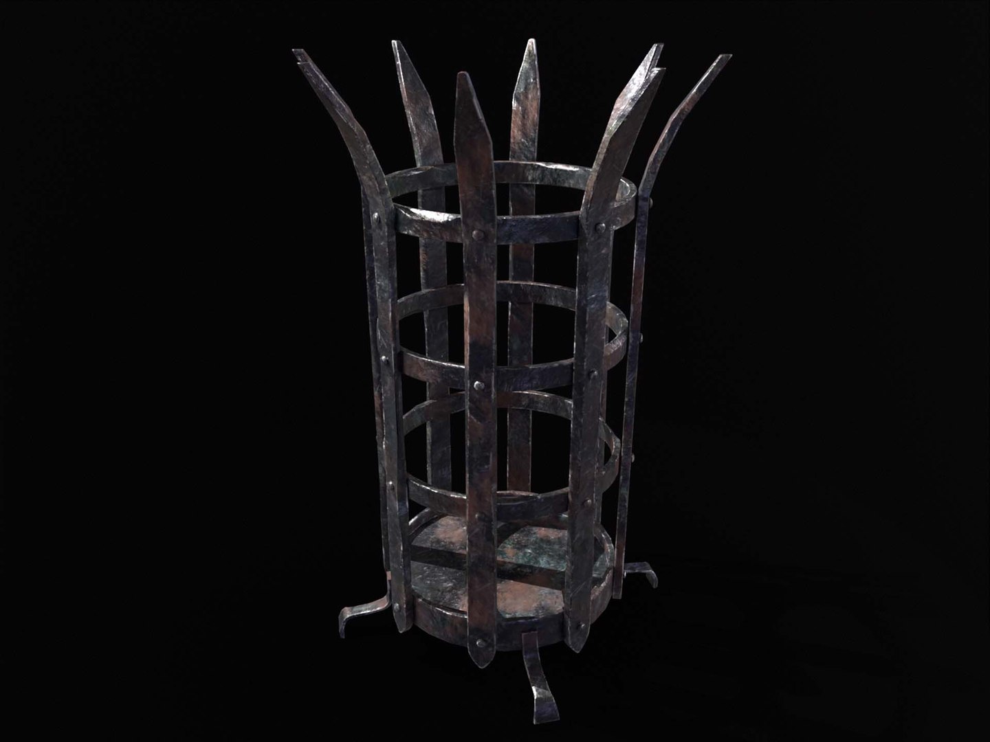3D Model Old Metal Medieval Spiked Fire Pit - TurboSquid 2118465