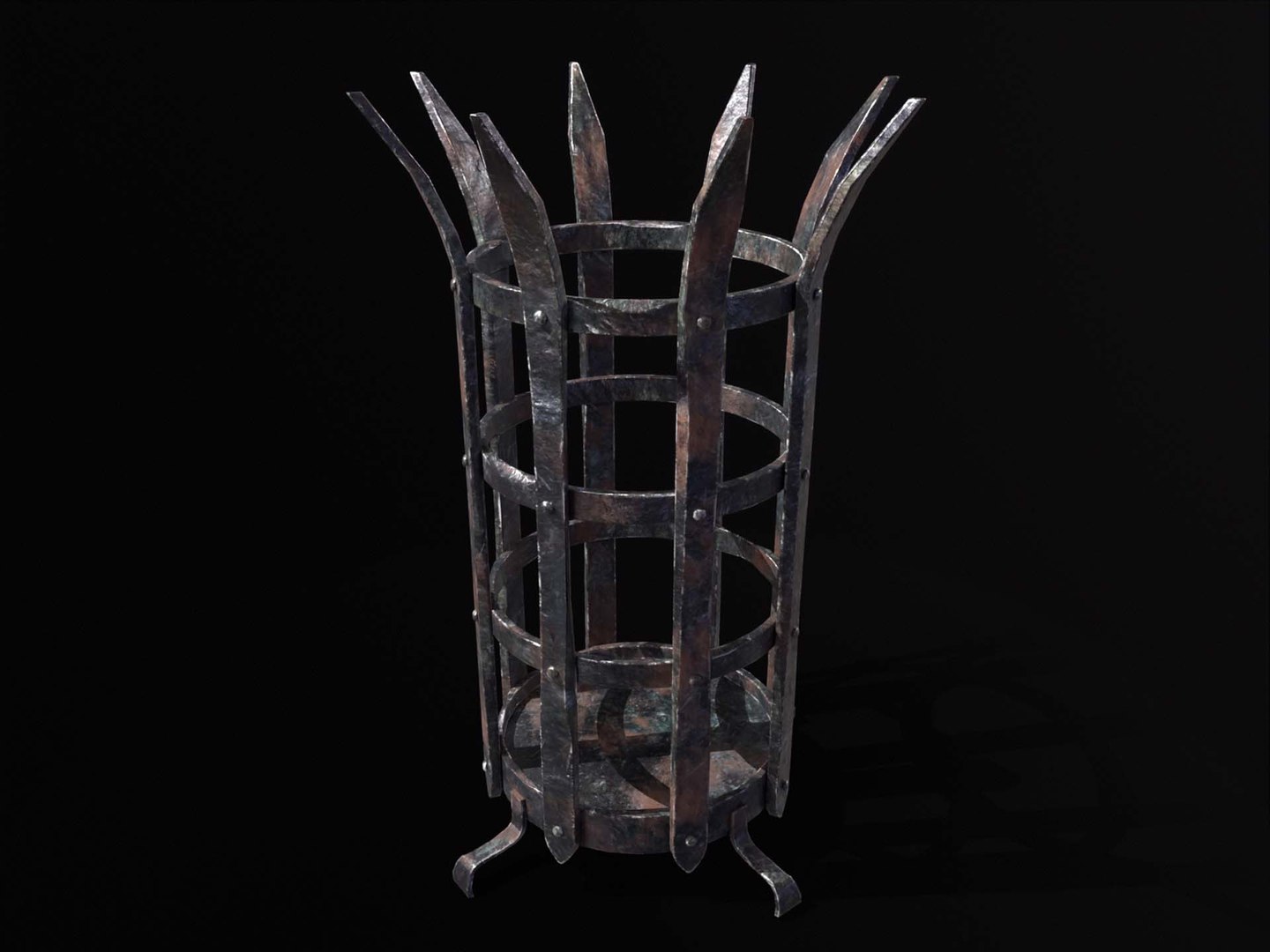 3D Model Old Metal Medieval Spiked Fire Pit - TurboSquid 2118465