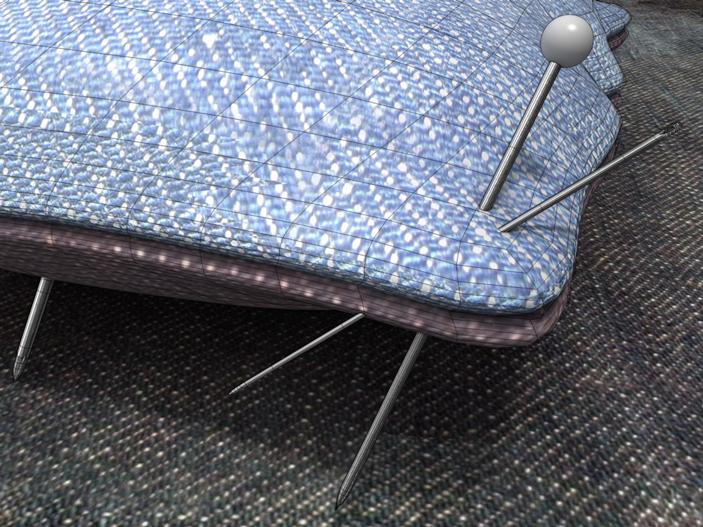 pin-cushion needles pins 3d c4d