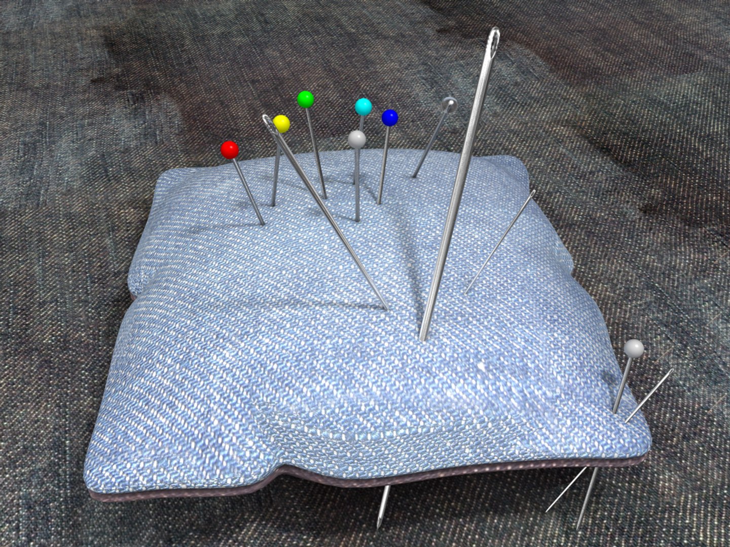 pin-cushion needles pins 3d c4d