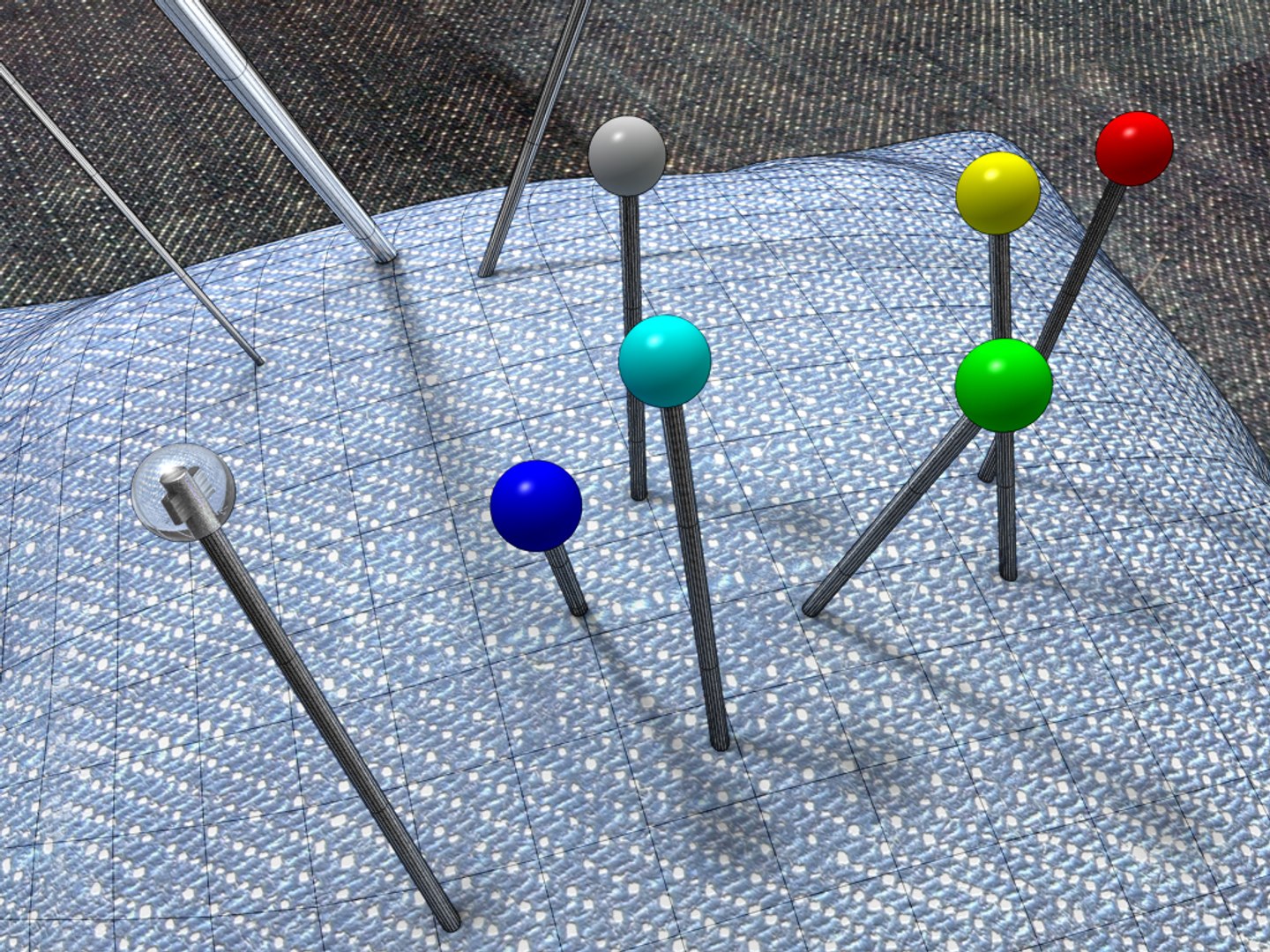 pin-cushion needles pins 3d c4d