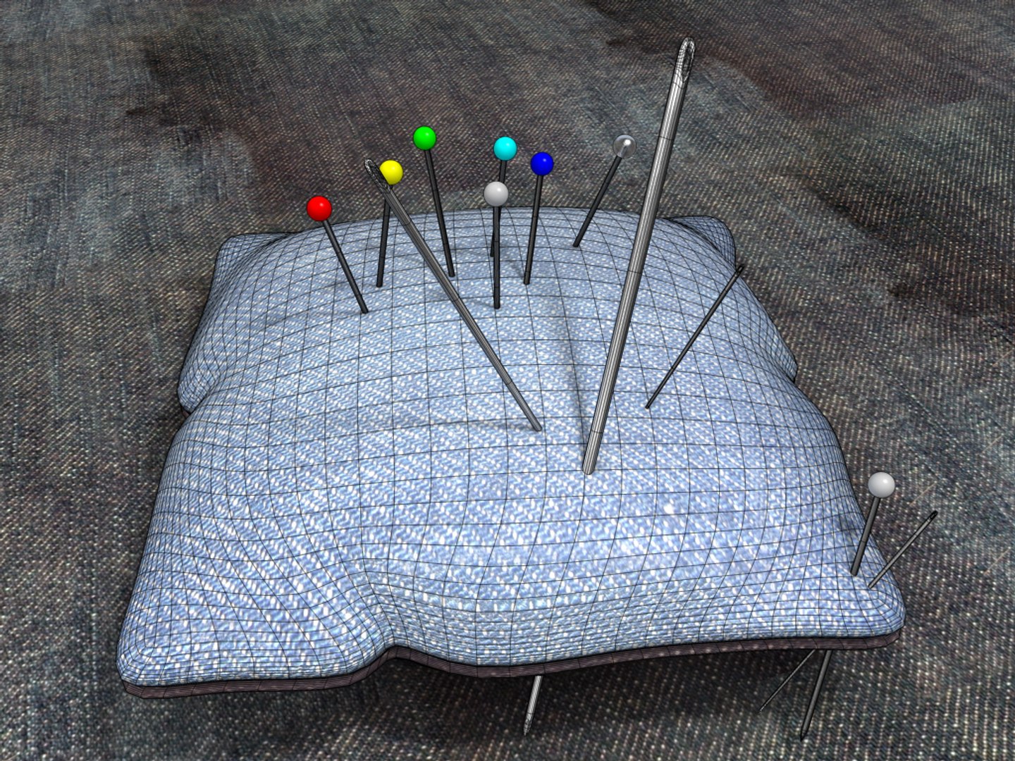 pin-cushion needles pins 3d c4d