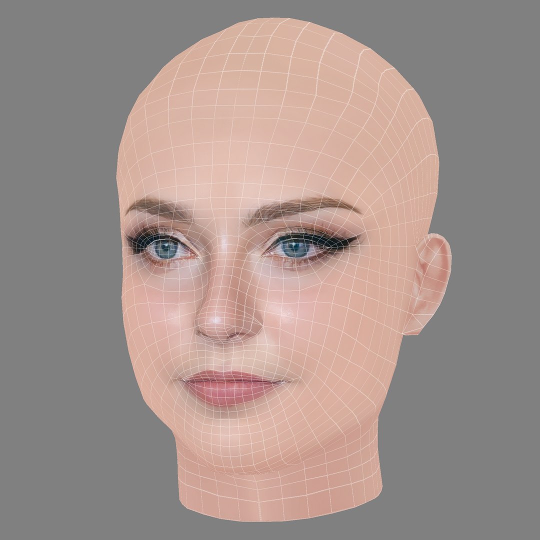 3D Model Aviva Mongillo Head - No Hair - Low Poly Head For Game ...
