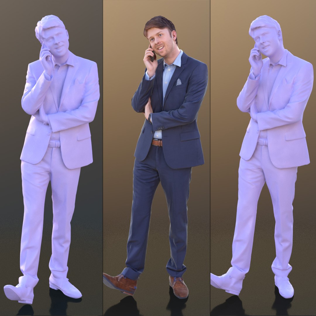 3D 10317 John - Walking Business Man Talking On The Phone Model ...