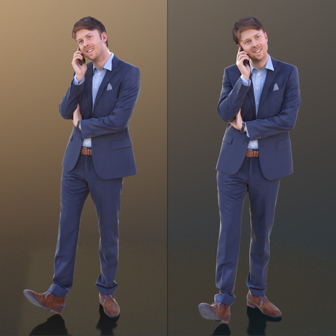 3D 10317 John - Walking Business Man Talking On The Phone Model ...