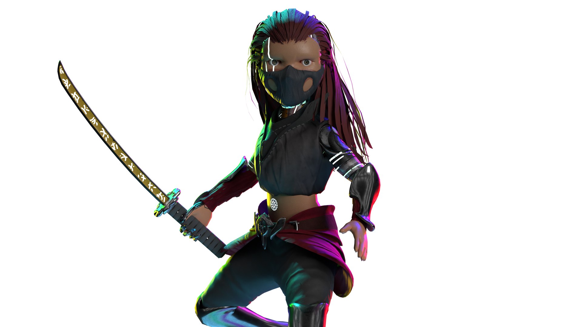 3D Model Samurai Cyber Character - TurboSquid 2323910