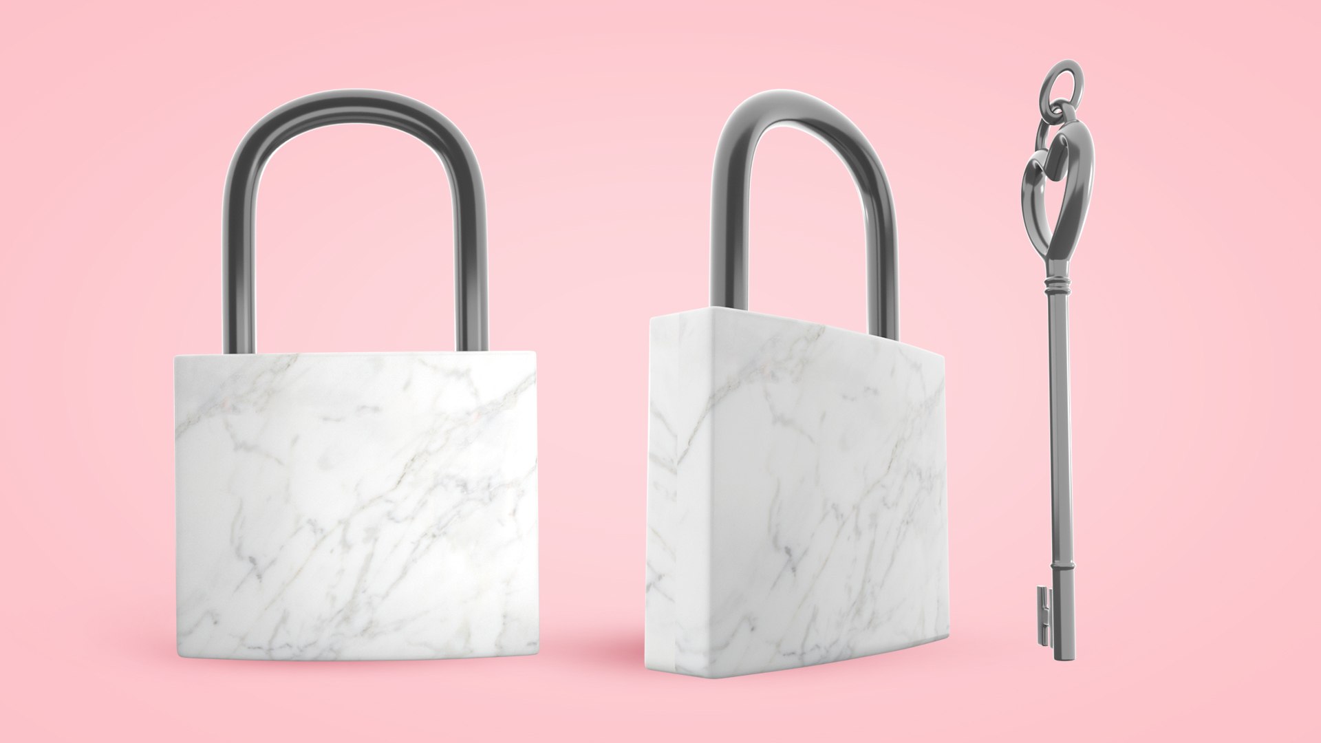 3D Lock And Key With Heart Shape Low-poly - TurboSquid 2081690