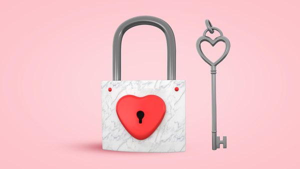 modelo 3d Lock And Key With Heart Shape Low-poly - TurboSquid 2081690
