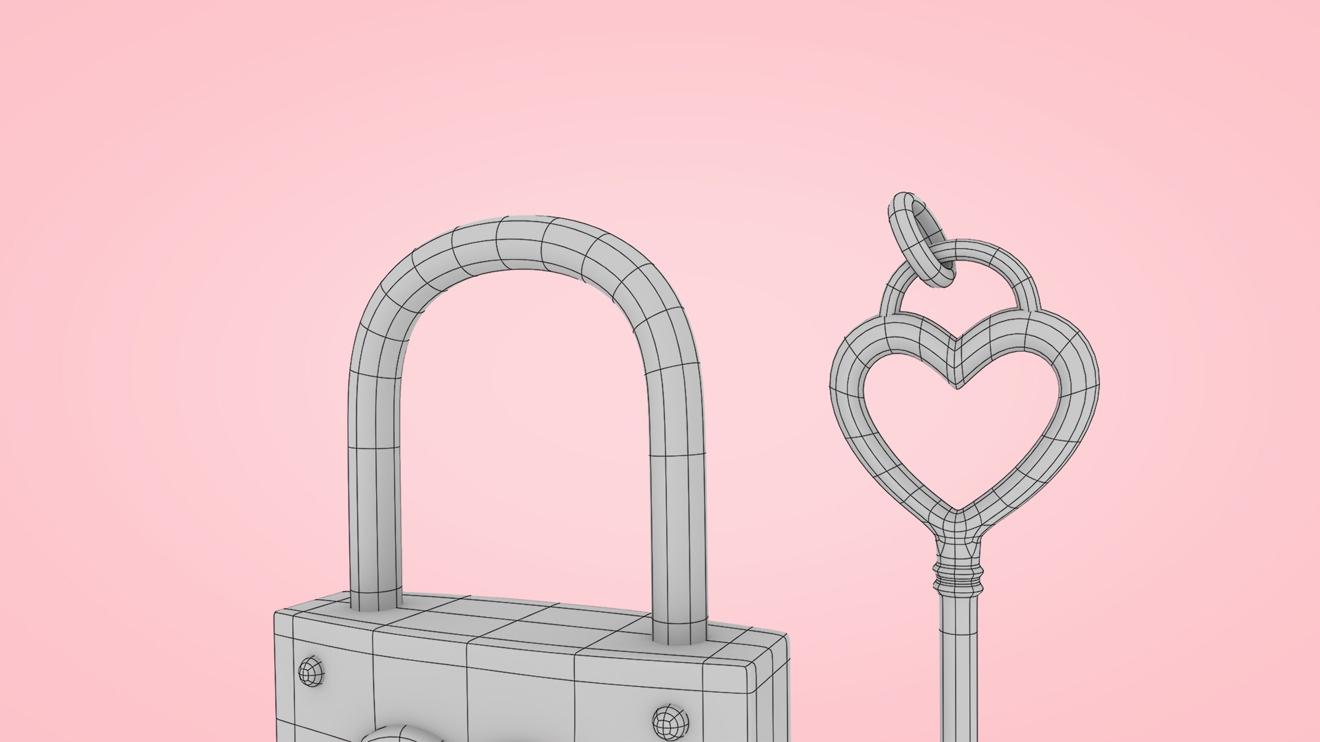 3D Lock And Key With Heart Shape Low-poly - TurboSquid 2081690