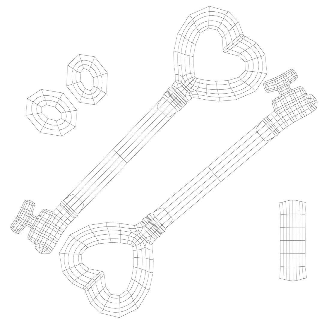 3D Lock And Key With Heart Shape Low-poly - TurboSquid 2081690