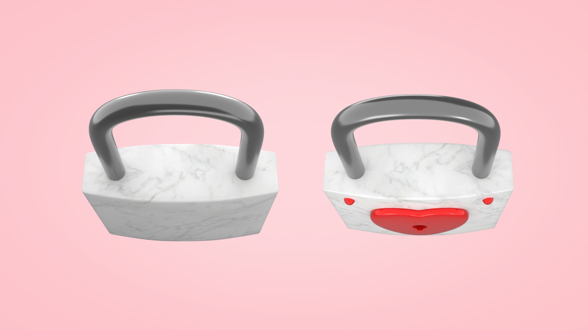 3D Lock And Key With Heart Shape Low-poly - TurboSquid 2081690