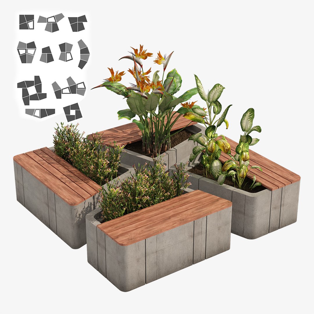 3D Urban Greenery And Seating 3D Models Model - TurboSquid 2262724