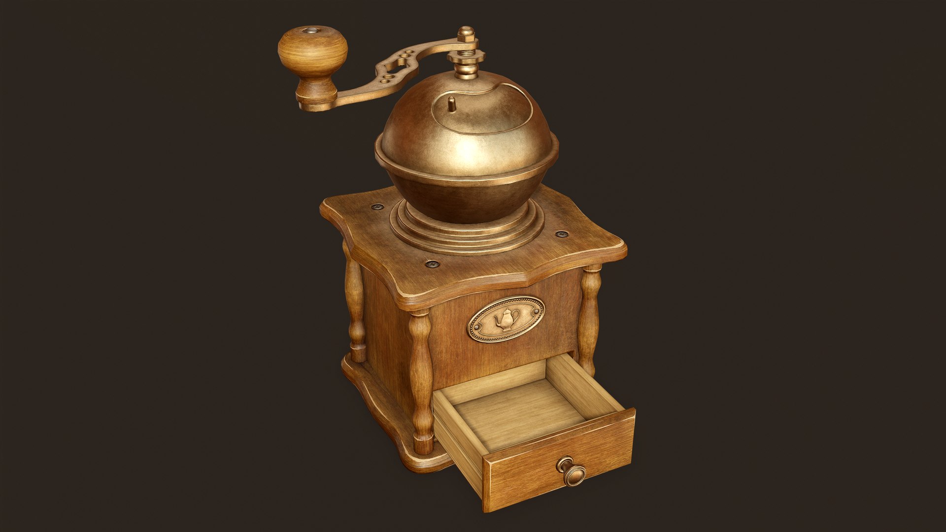 3D Vintage Coffee Grinder - PBR Game Ready model - TurboSquid 2156277