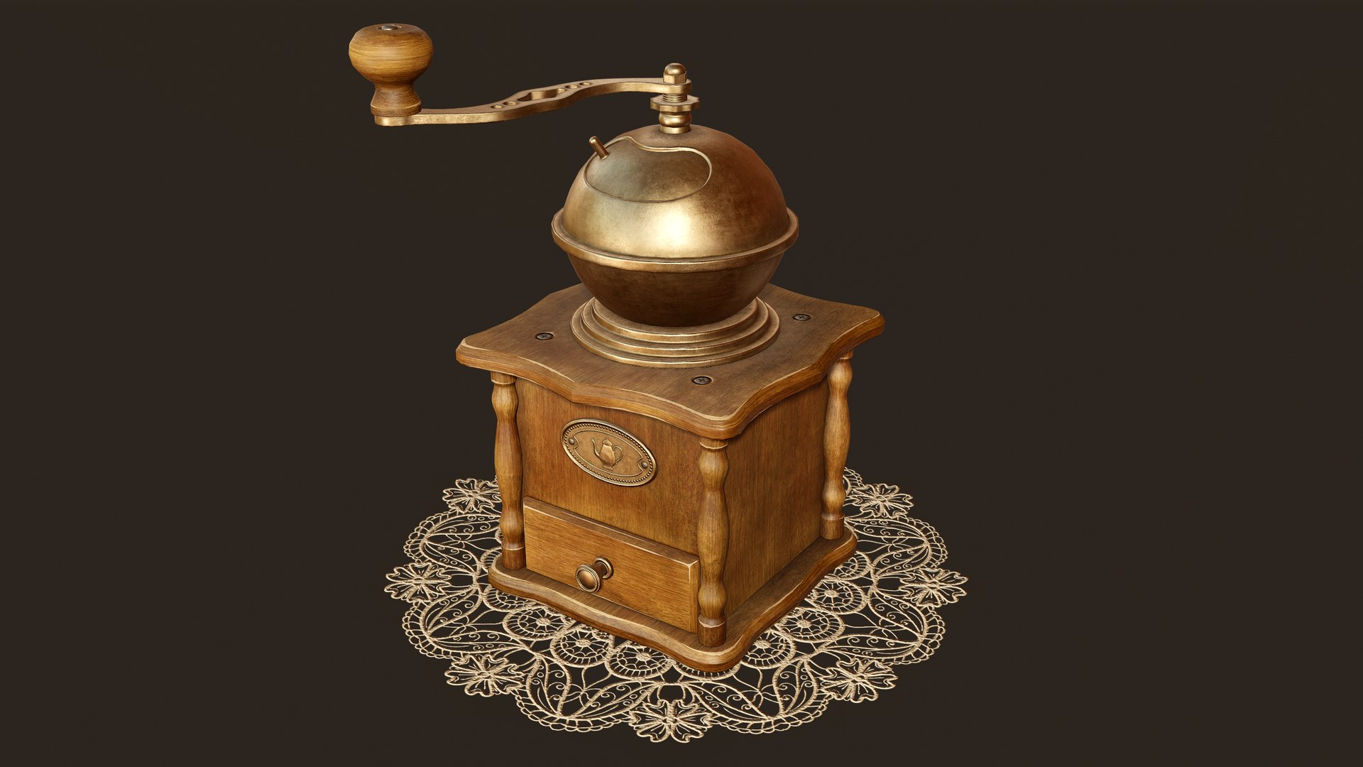 3D Vintage Coffee Grinder - PBR Game Ready model - TurboSquid 2156277