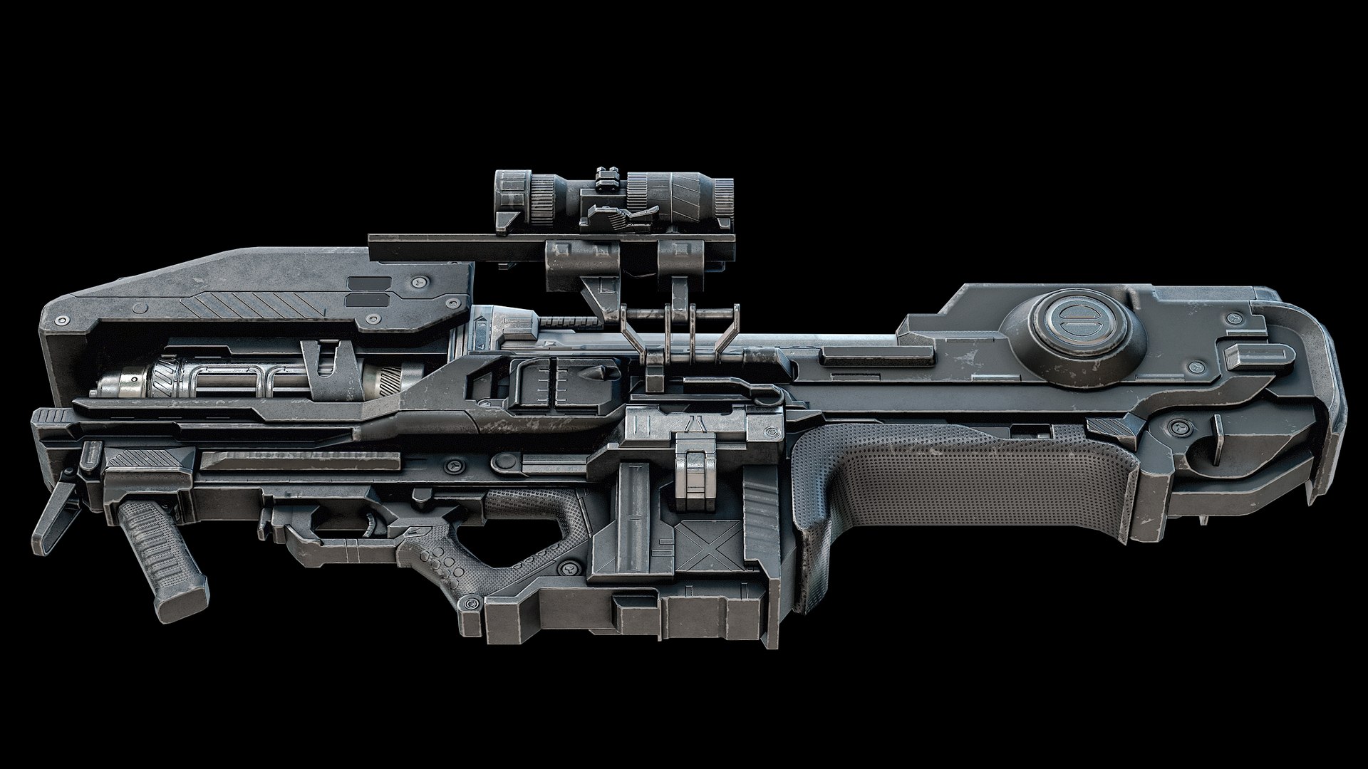Sci-Fi Heavy Rifle Machine Gun PBR 3D Model - TurboSquid 2311576