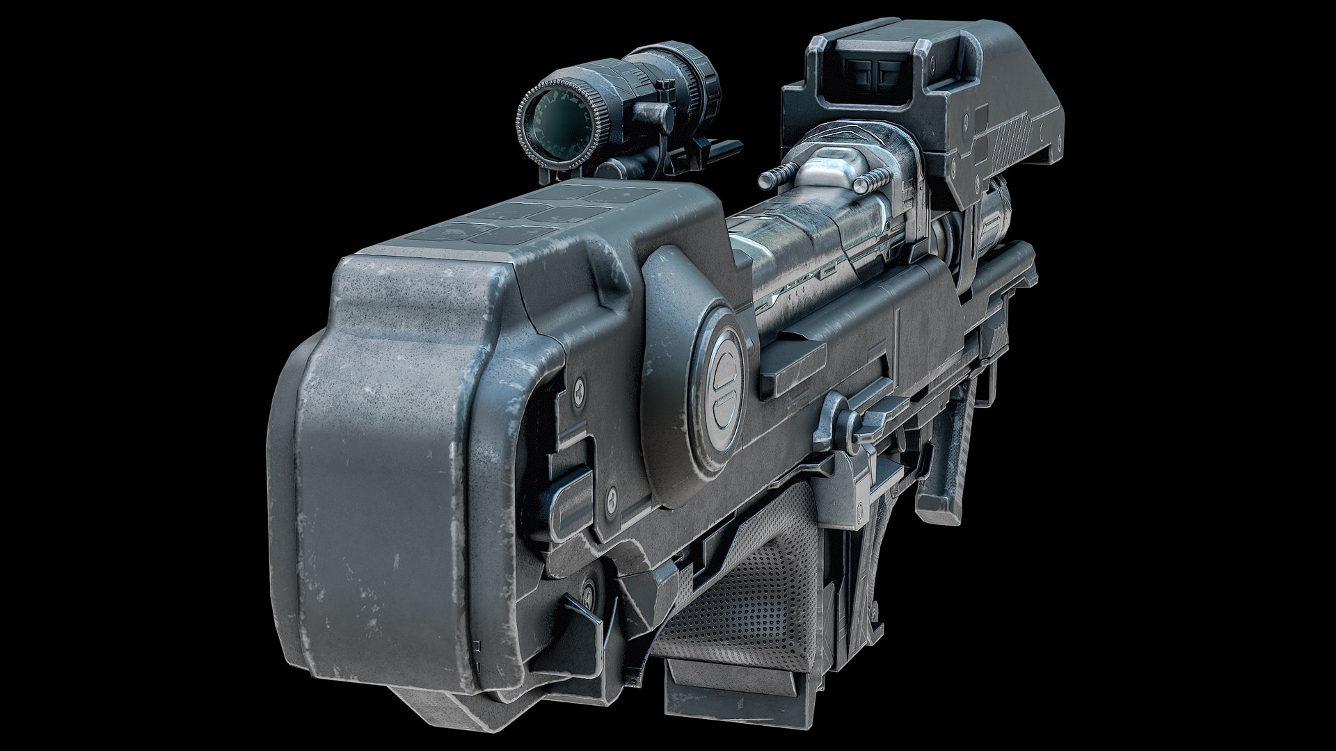 Sci-Fi Heavy Rifle Machine Gun PBR 3D Model - TurboSquid 2311576